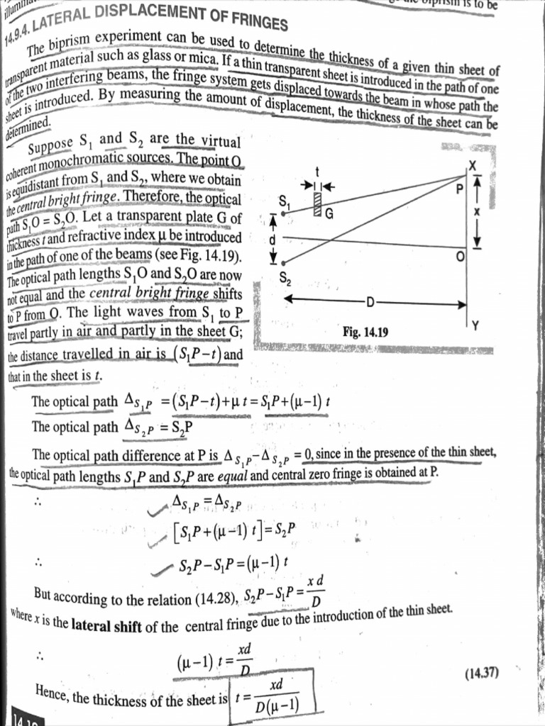 Lateral Displacement of Fringes | PDF
