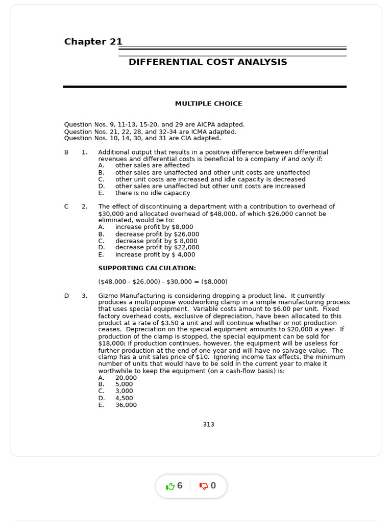 Differential Cost Analysis | PDF | Mathematical Optimization | Linear ...