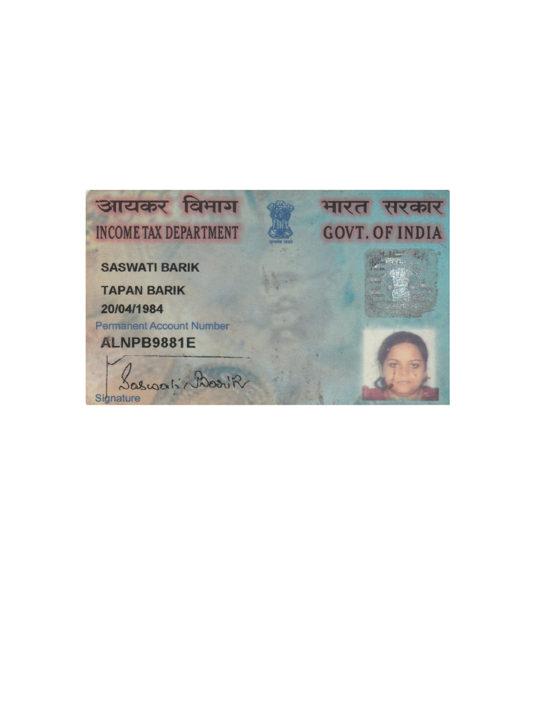 Saswati Barik Pan Card | PDF