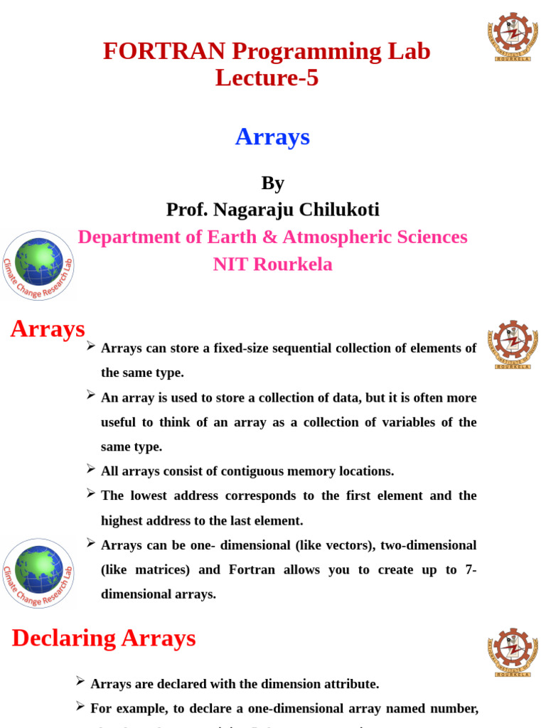 Intro Fortran Lecture 5 | PDF | Matrix (Mathematics) | Computer Programming