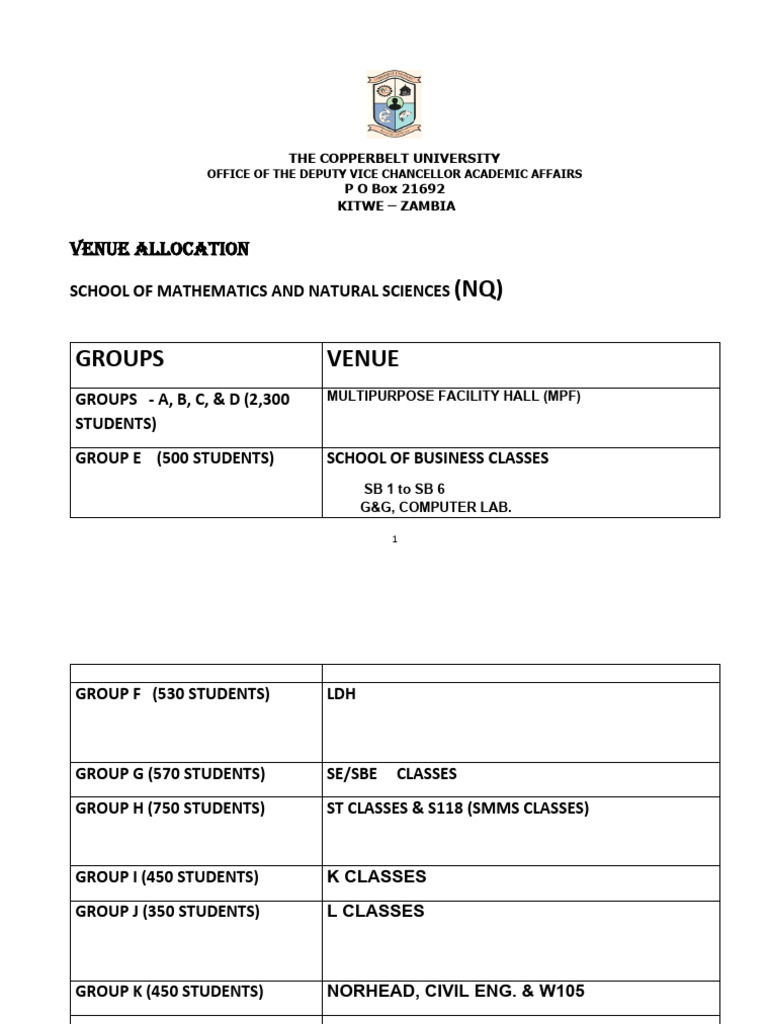 Venue Allocation 2024-2025 Academic Year | PDF
