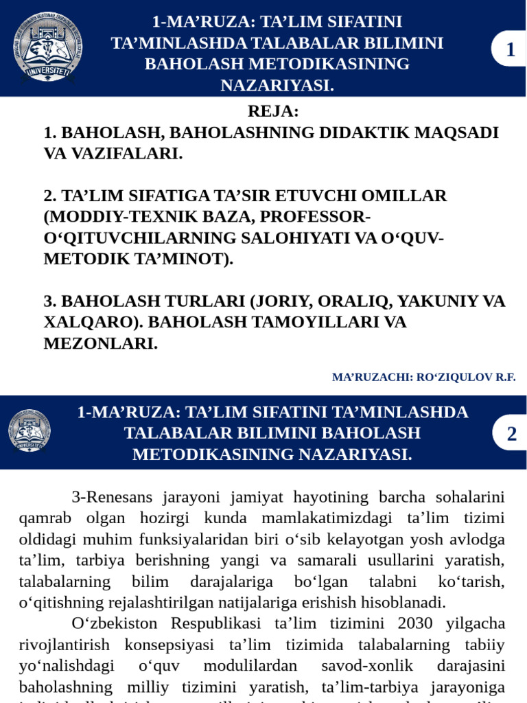 Ma'ruza 1 | PDF