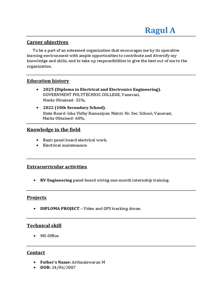 Ragul New Resume | PDF