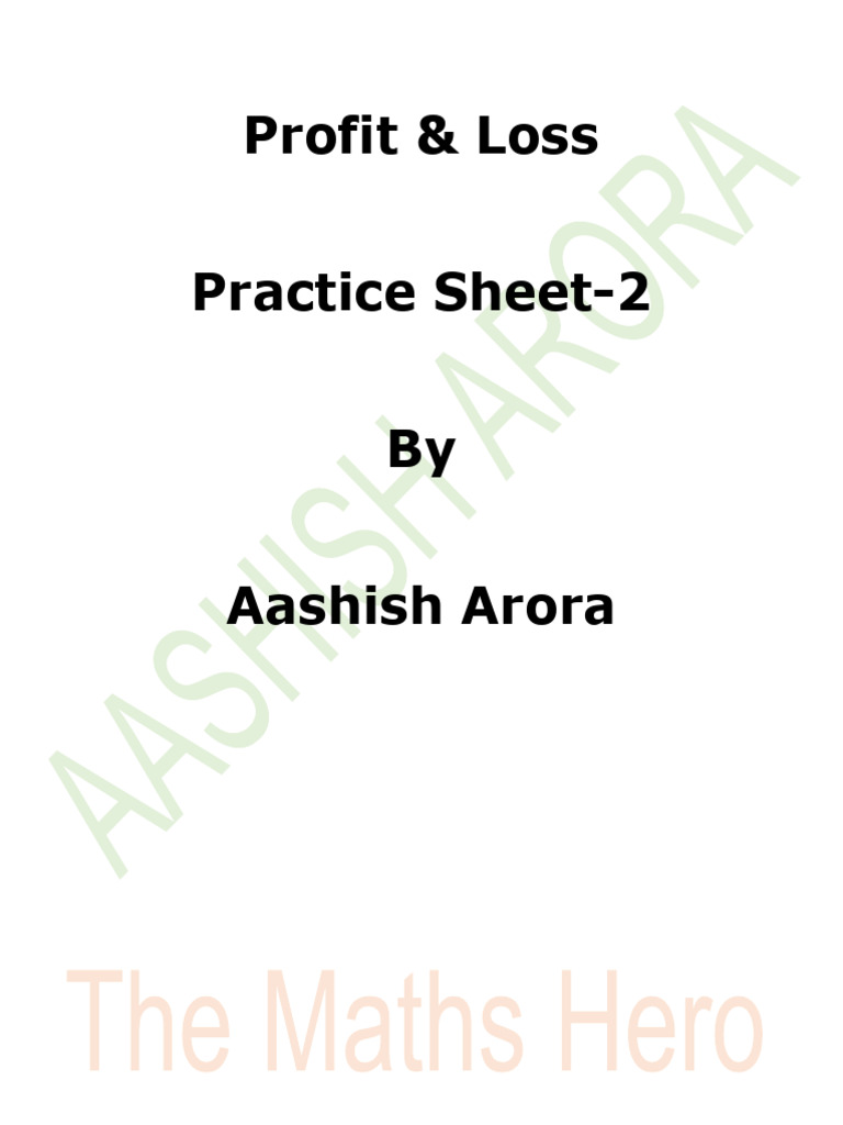 The Maths Hero Profit&Loss Practice Sheet-2 | PDF