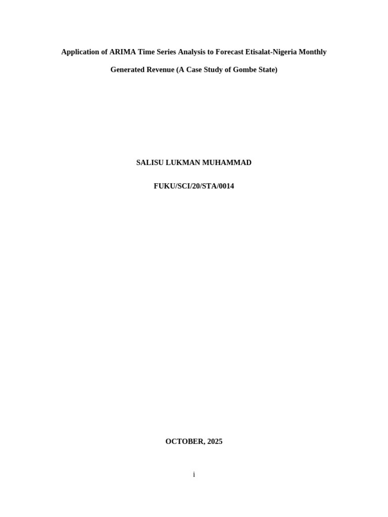 Application of ARIMA Time Series Analysis To Forecast Etisalat-1 | PDF ...