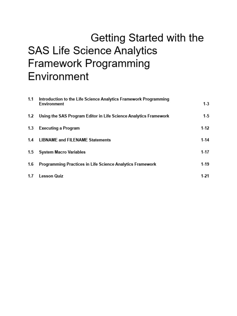SAS Life Science Analytics Framework Guide | PDF | Sas (Software ...