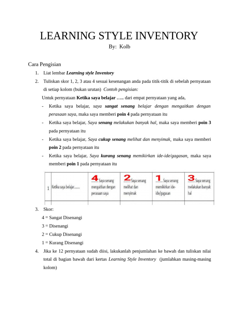 Learning Style Inventory | PDF