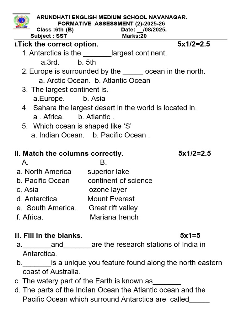 6th Sst.... | PDF | Oceans | Continent