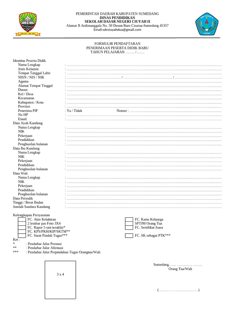 Formulir s1 PPDB Terbaru | PDF