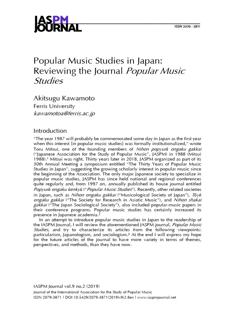 Popular Music Studies in Japan Reviewing | PDF | Musicology | Sociology