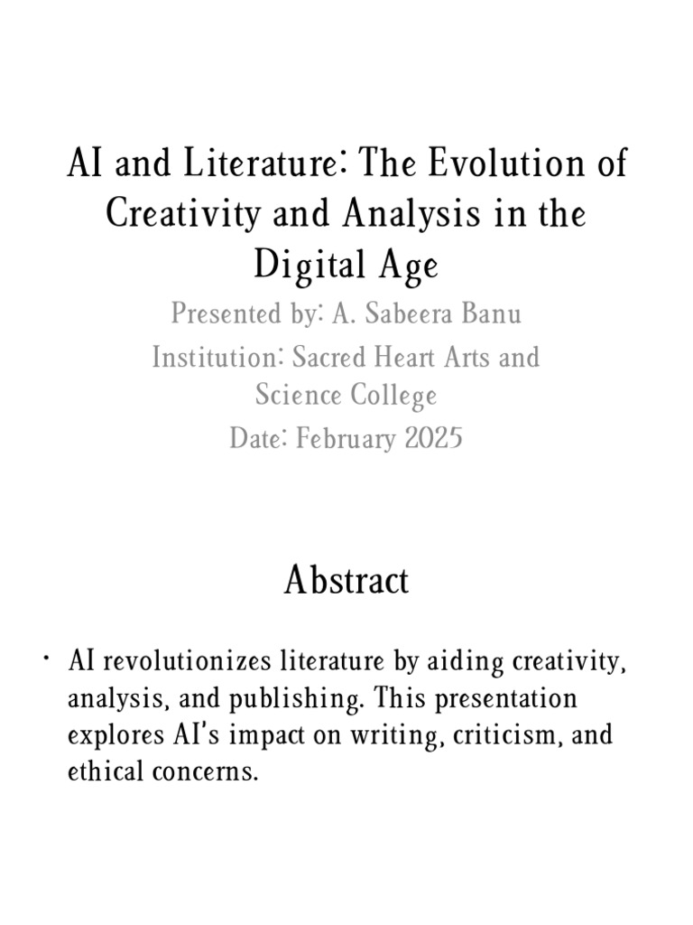 AI's Impact on Literature and Creativity | PDF