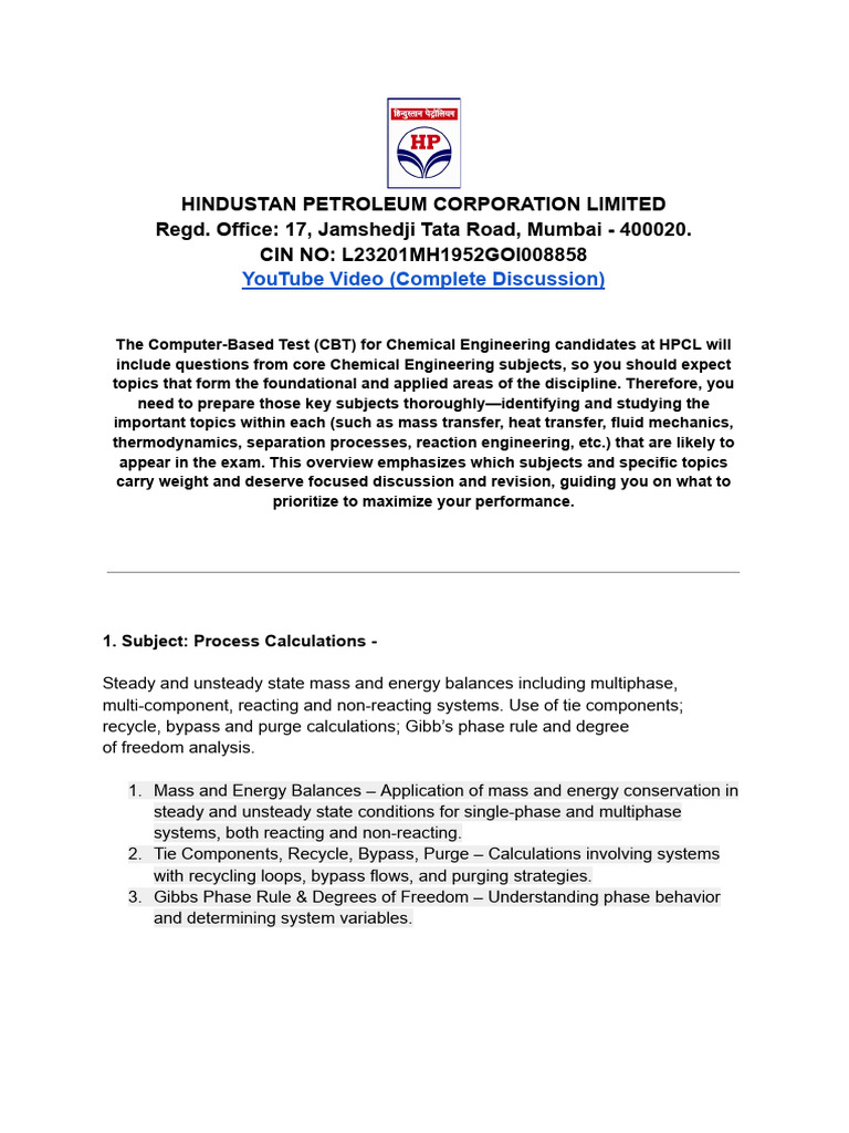 HPCL Syllabus | PDF | Fluid Dynamics | Control Theory
