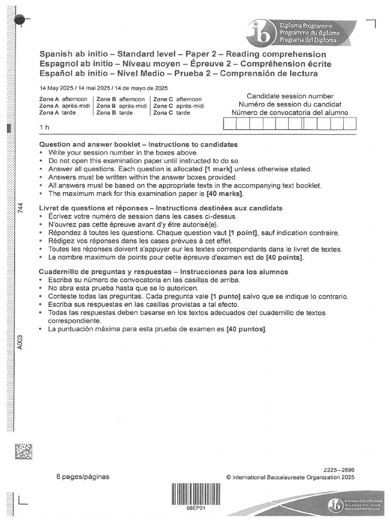 M25 Spanish Ab Initio PREGUNTAS | PDF