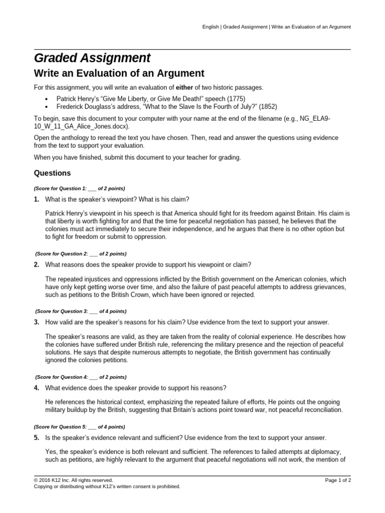 Write An Evaluation of An Argument | PDF