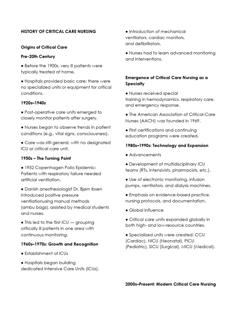 Evolution of Critical Care Nursing | PDF | Intensive Care Medicine ...