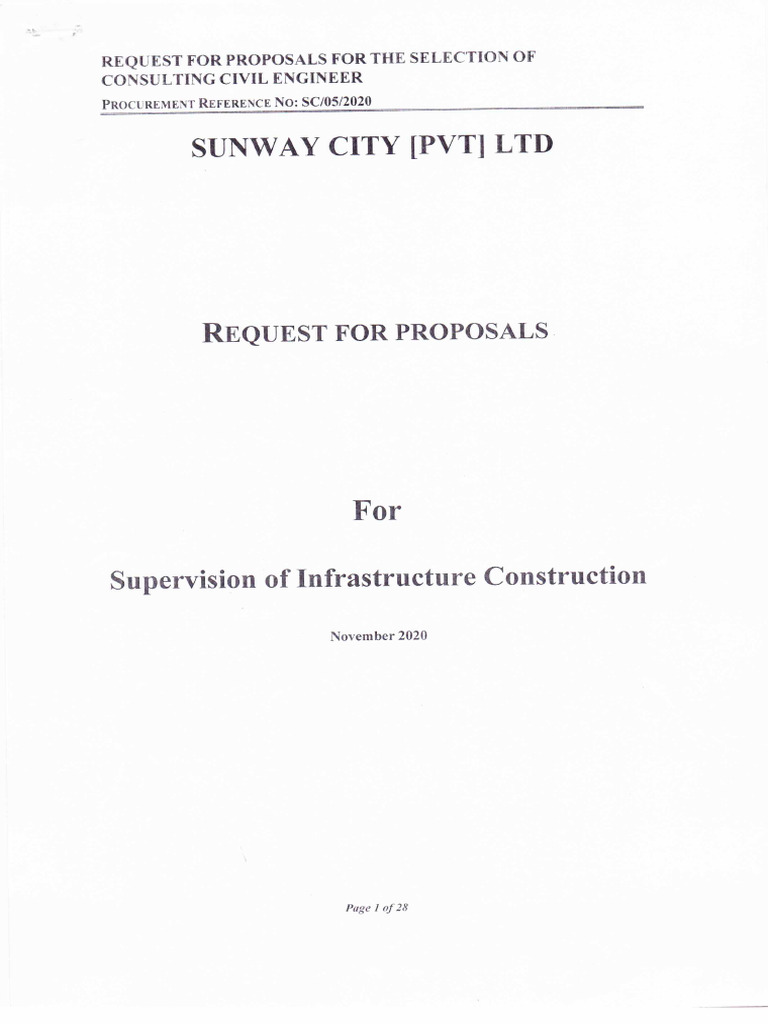 Request For Proposal - Supervsion of Infrastructure Construction | PDF