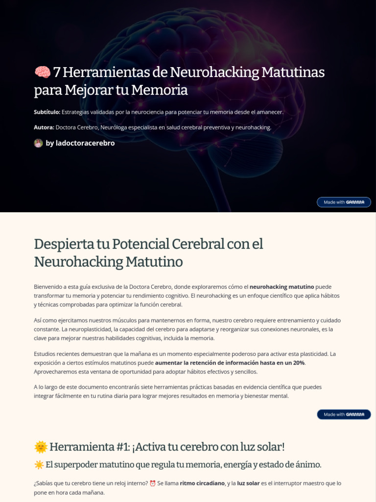7 Herramientas de Neurohacking Matutinas para Mejorar Tu Memoria | PDF ...
