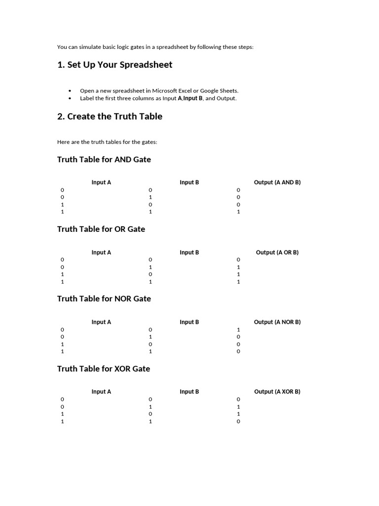 You Can Simulate Basic Logic Gates in A Spreadshee | PDF | Spreadsheet ...