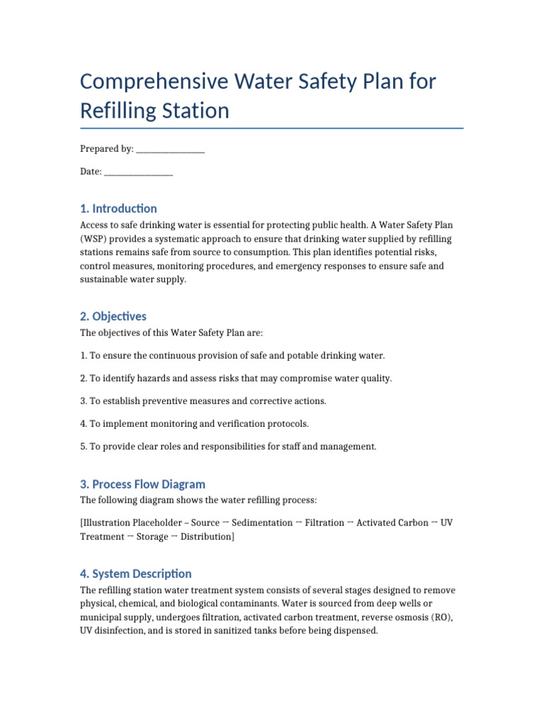 Water Safety Plan for Refilling Stations | PDF | Water Purification ...