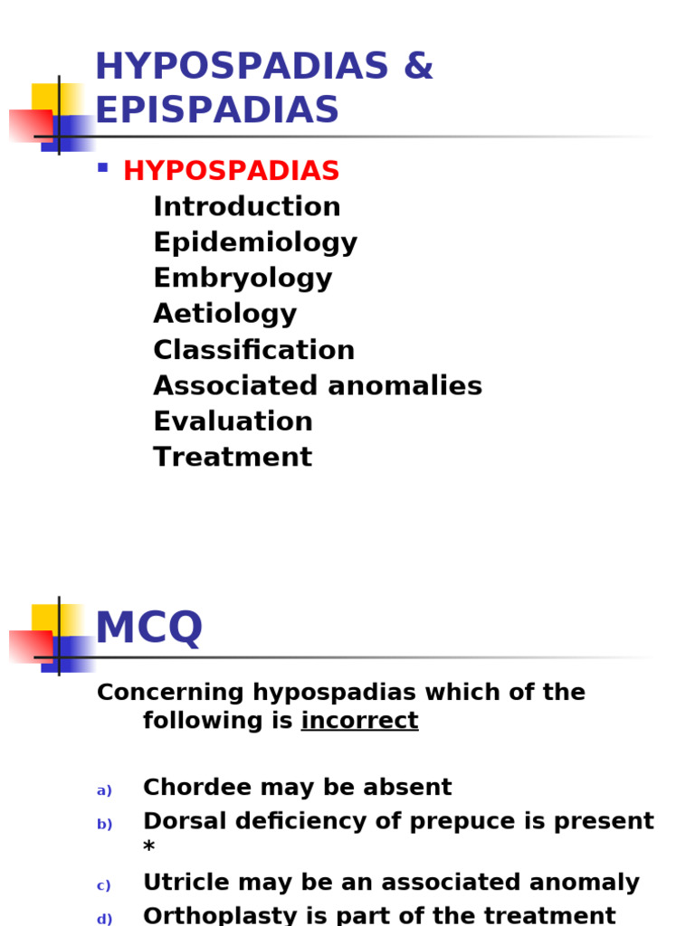 Hypospadias and Epispadias Overview | PDF | Genitourinary System | Urology