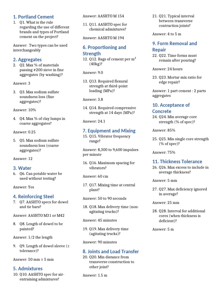 Cement and Concrete Specifications Guide | PDF | Concrete | Cement