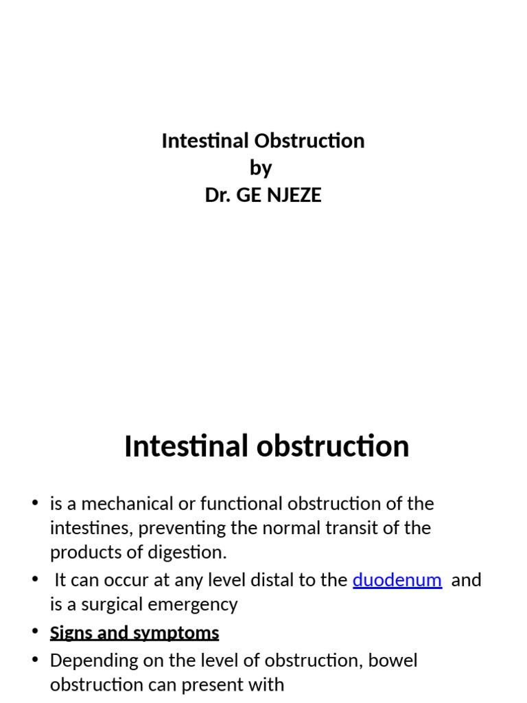 Mechanical vs Functional Intestinal Obstruction | PDF | Ischemia ...