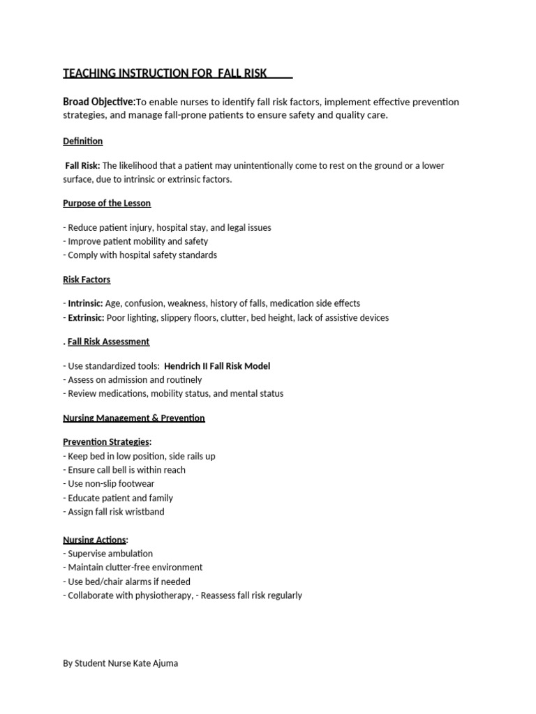 Fall Risk Management for Nurses | PDF