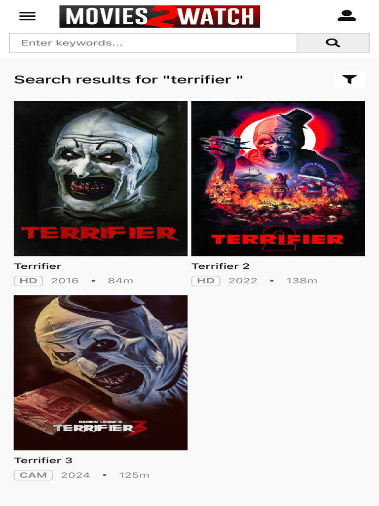 Search Results For 'Terrifier ' Movies2watch - TV - HD Movies To Watch ...