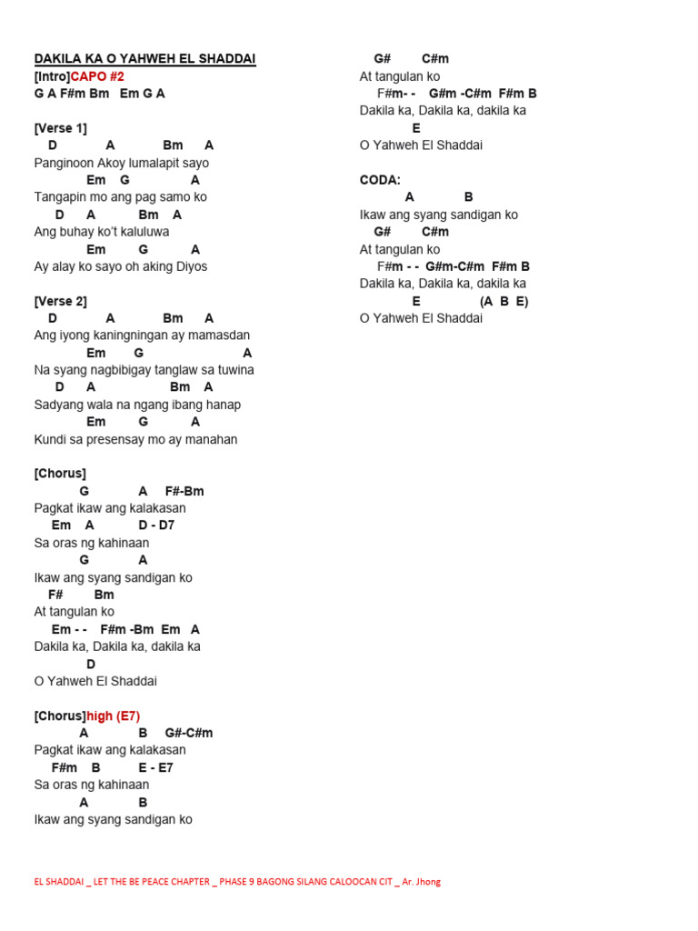 Dakila Ka o Yahweh El Shaddai | PDF