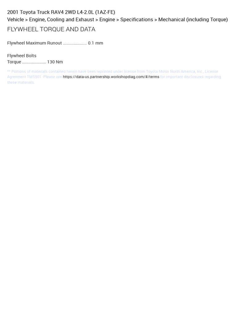 1az Flywheel Torque and Data (Engine) - ALLDATA Collision | PDF