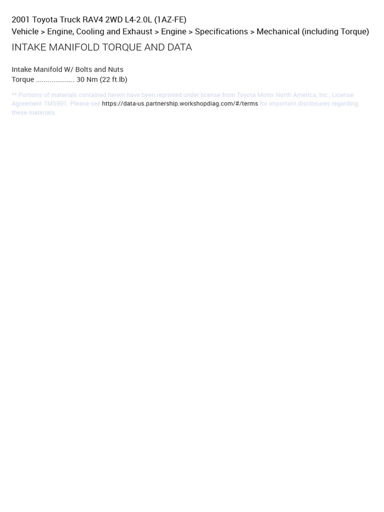 1az Intake Manifold Torque and Data (Engine) - ALLDATA Collision | PDF