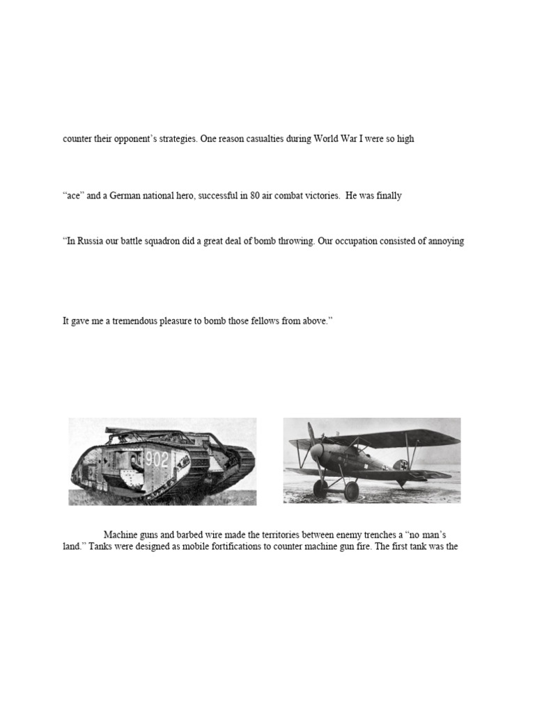 WWI Technological Innovations Overview | PDF | Manfred Von Richthofen ...
