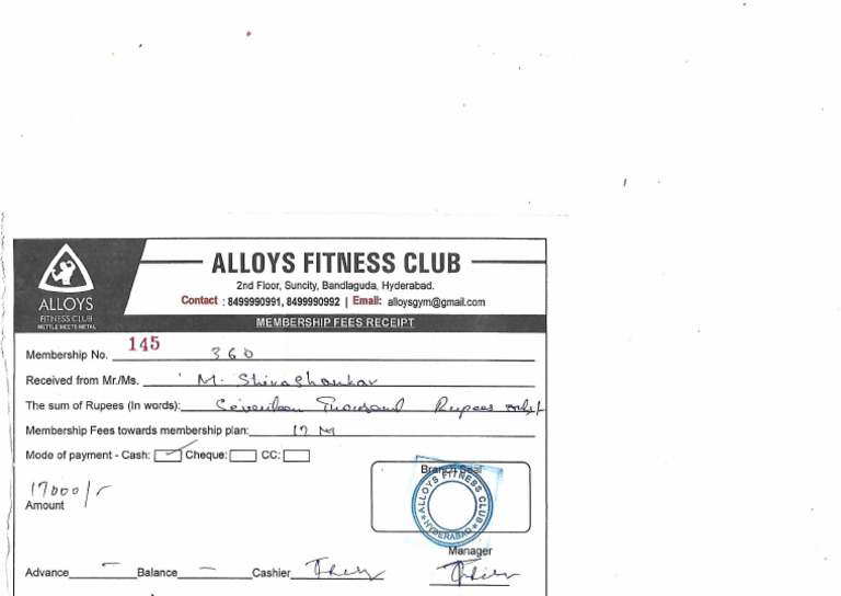Scan Gym Bill | PDF