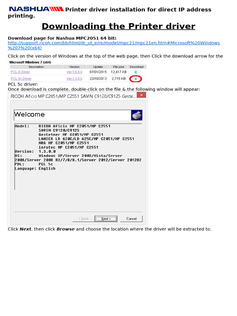 Nashua MPC2051 Driver Installation Guide | PDF