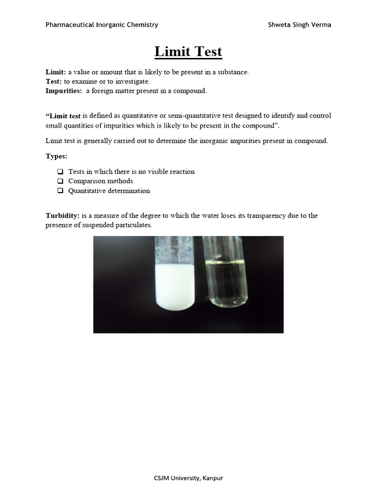 Limit Tests for Chlorides and Sulphates | PDF | Iron | Solubility