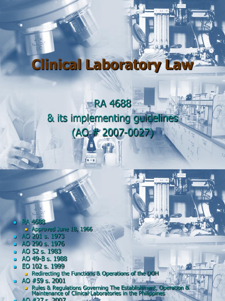 Clinical Lab Law & Guidelines | PDF | Pathology | Medical Laboratory