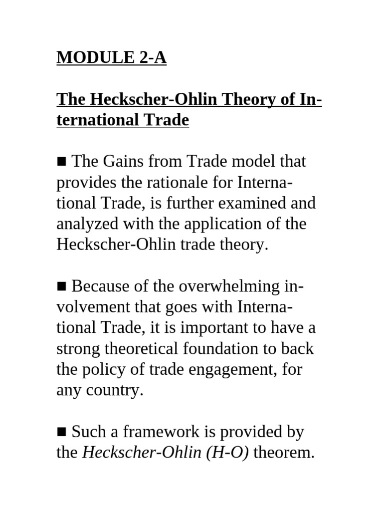Heckscher-Ohlin Theory Explained | PDF | Trade | Business