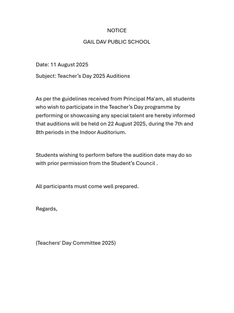 Teacher's Day Notice. | PDF