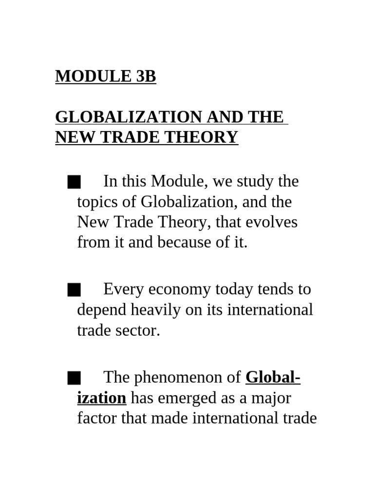 Globalization and New Trade Theory | PDF | Globalization | Leverage ...