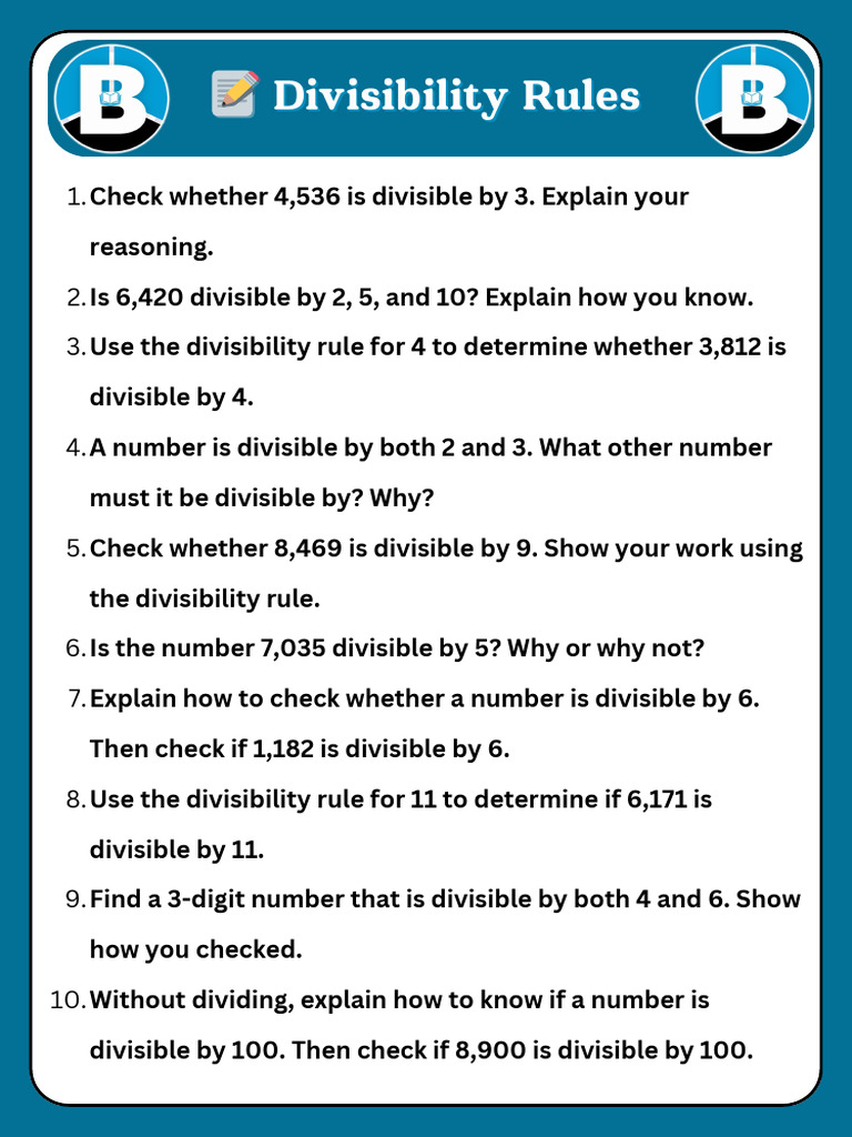 Divisibility Rules | PDF