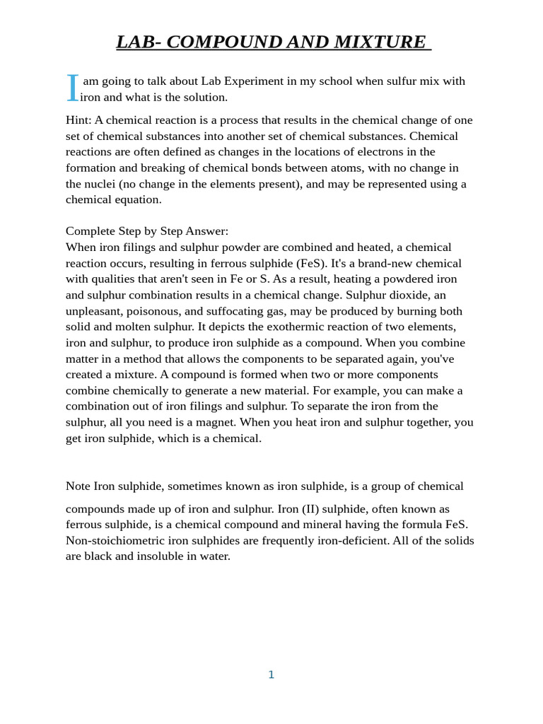 Lab - Compound and Mixture | PDF