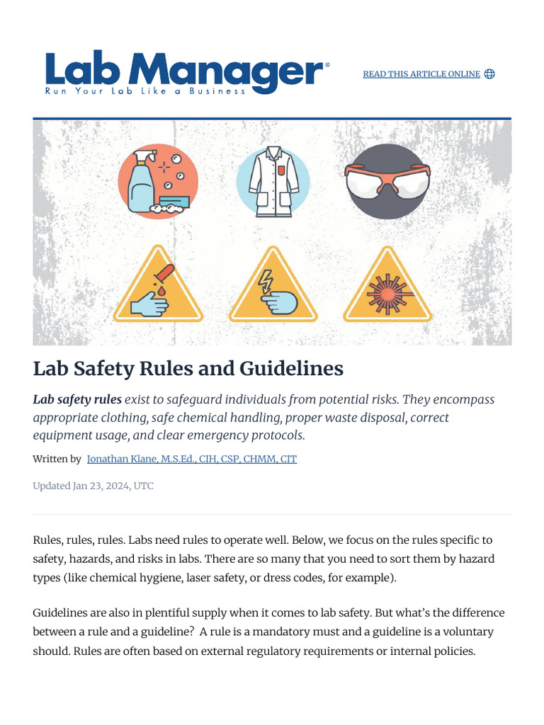 Lab Safety Rules and Guidelines | PDF | Laboratories
