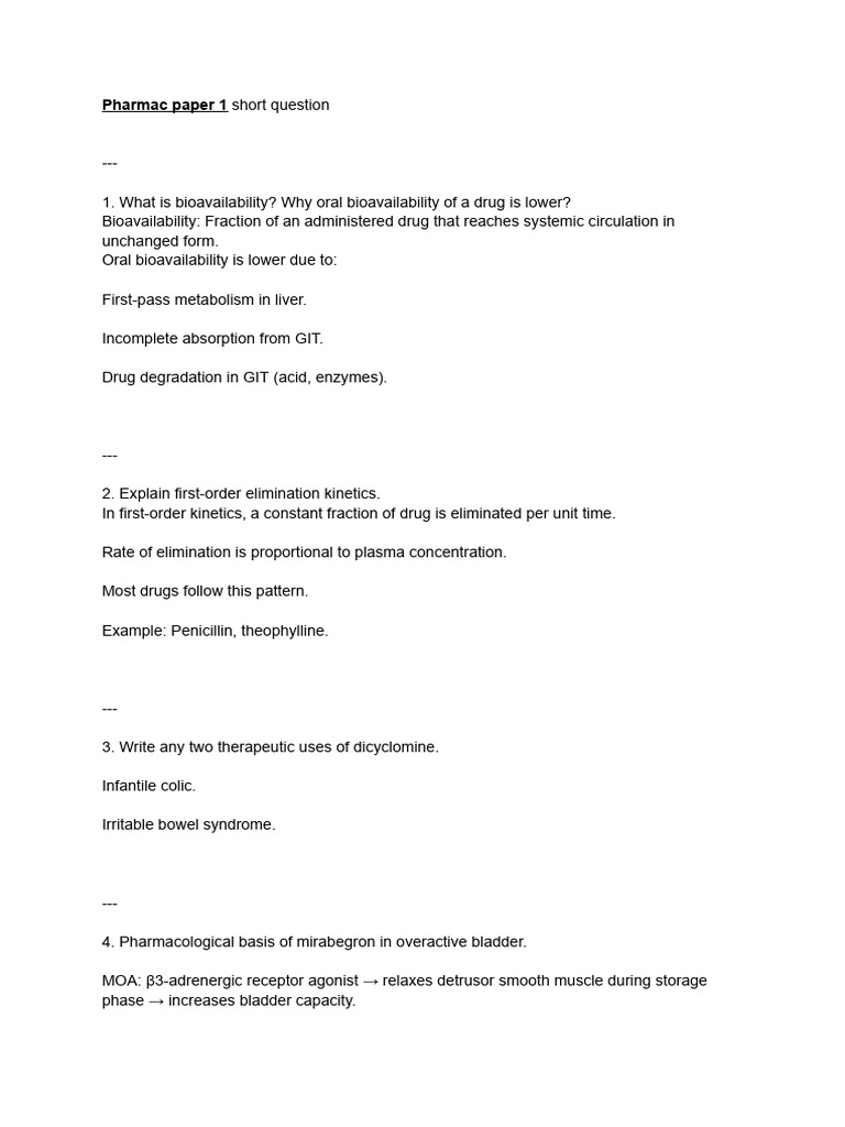 Pharmacology Key Concepts and Applications | PDF | Bioavailability ...