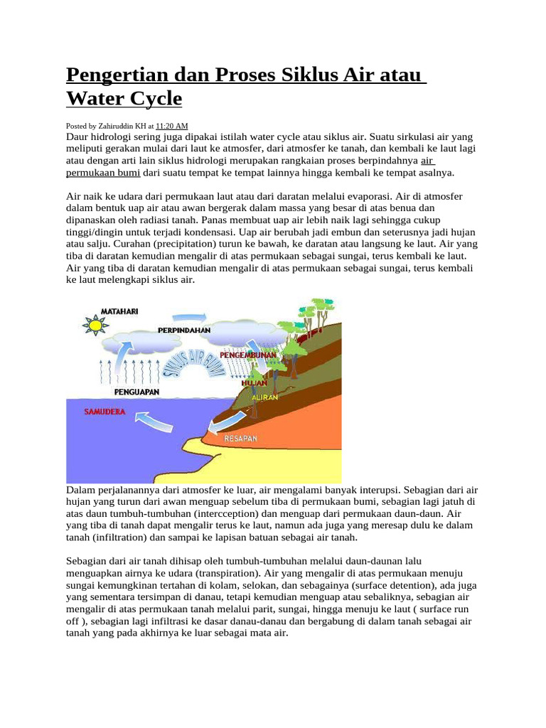 Pengertian Dan Proses Siklus Air Atau Water Cycle | PDF