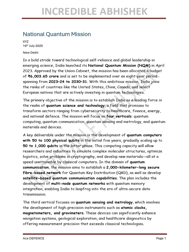 National Quantum Mission | PDF | Quantum Computing | Quantum Mechanics