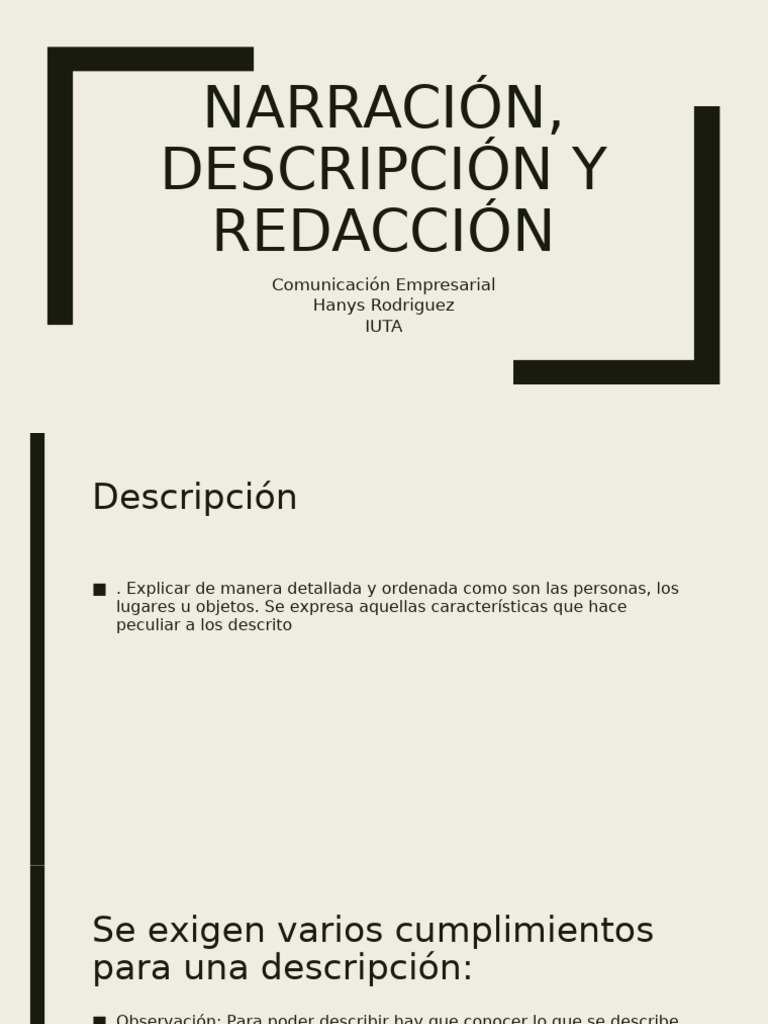 Narración, Descripción y Redacción | PDF | Narración