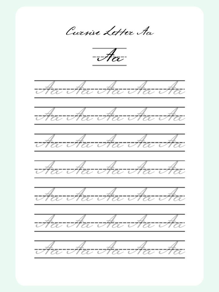 Green Cursive Letters Handwriting Worksheet | PDF | Western Calligraphy ...