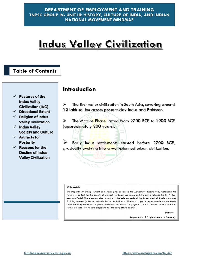 Indus Valley Civilization - 1st - Chapter | PDF