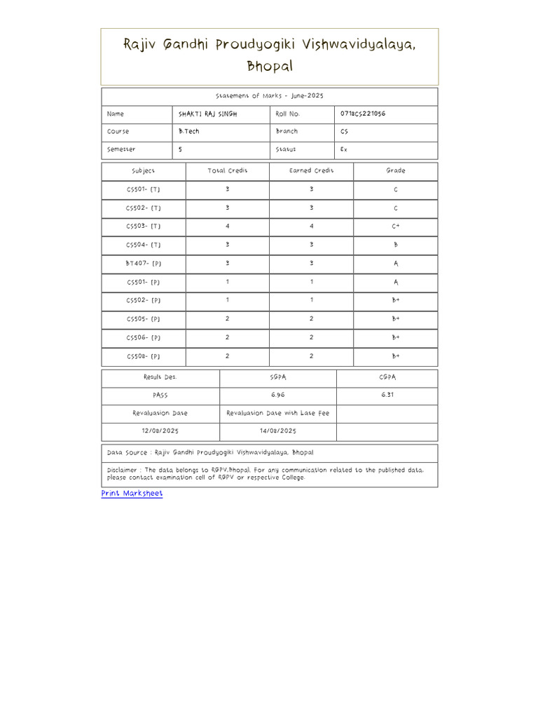 Rajiv Gandhi Proudyogiki Vishwavidyalaya, Bhopal . | PDF