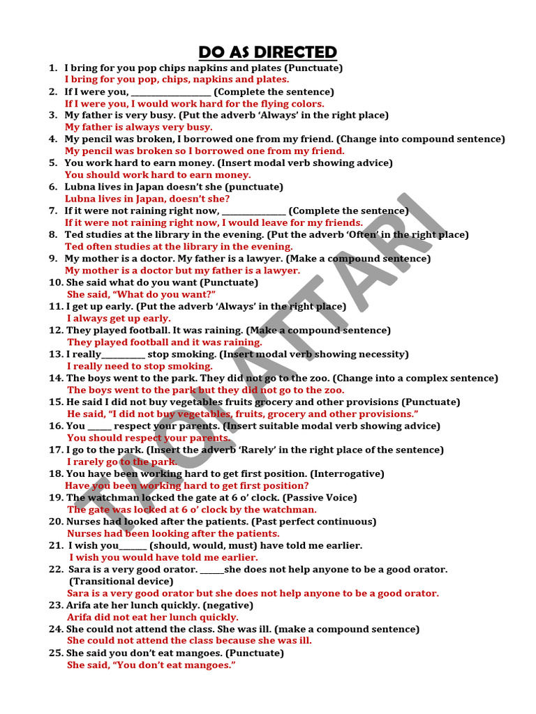 Do As Directed | PDF | Verb | Grammar